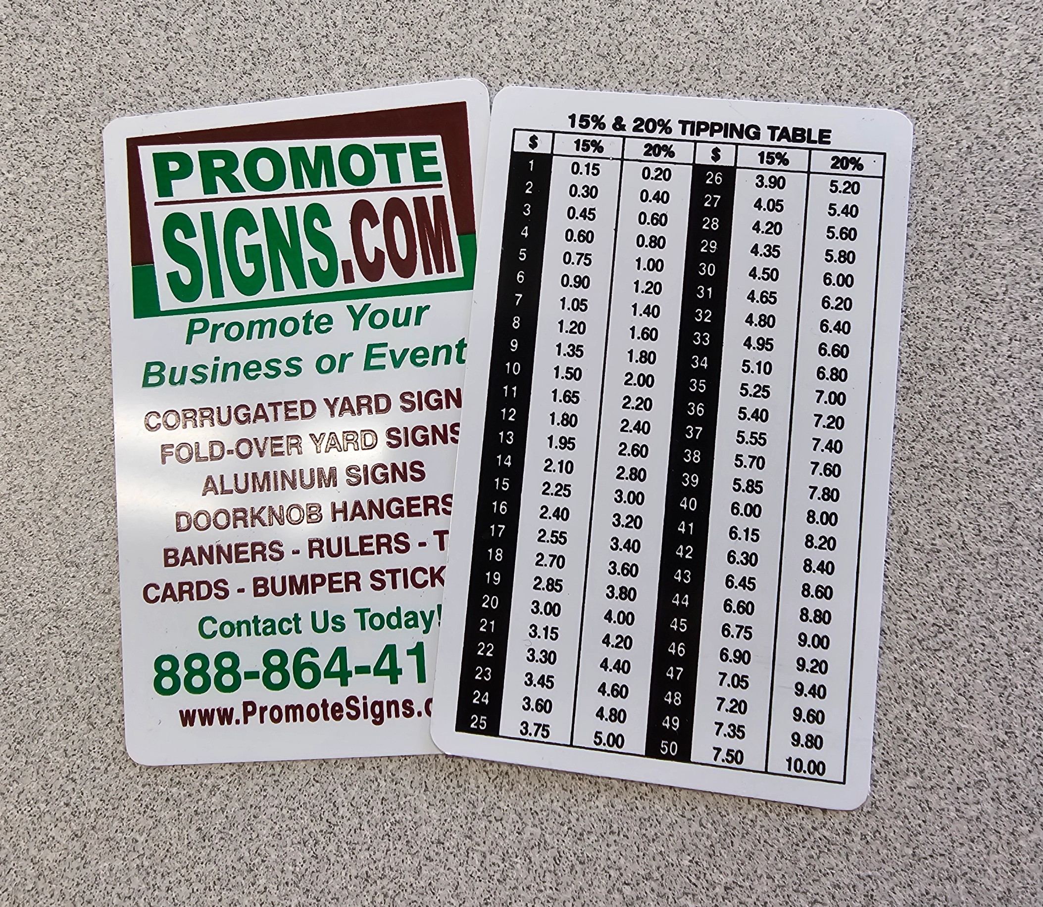 Custom Tip Chart Cards